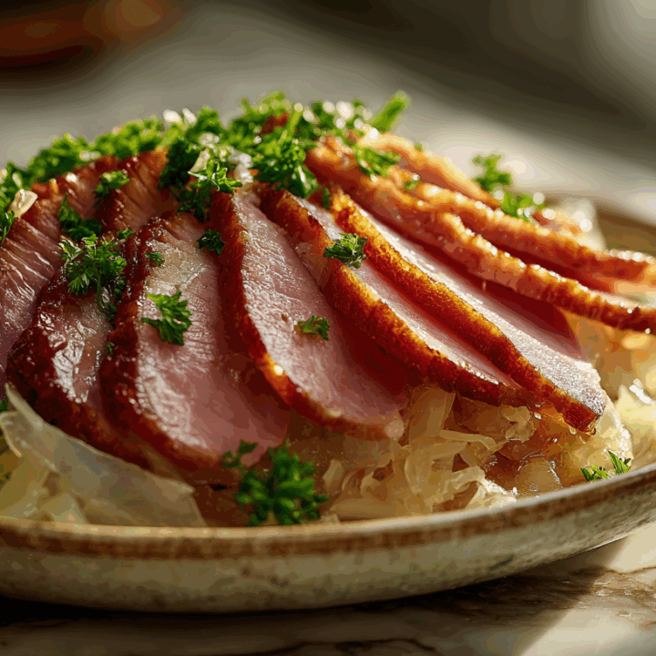 Beenham op een bedje van zuurkool - Gezond Weekmenu